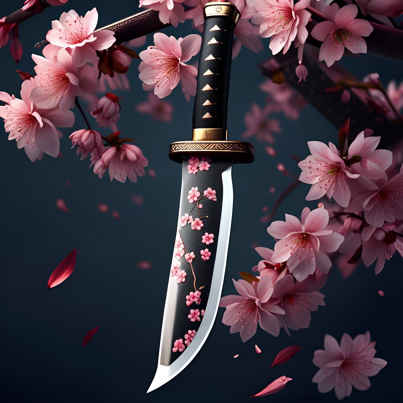 Beautiful Sakura knife, Perfect shading, detailed matte painting, deep ...