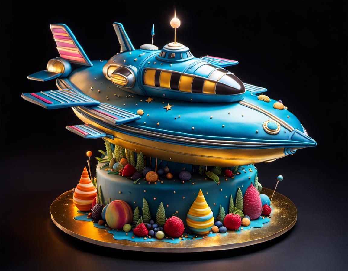 a spaceship Cake - AI Generated Artwork - NightCafe Creator