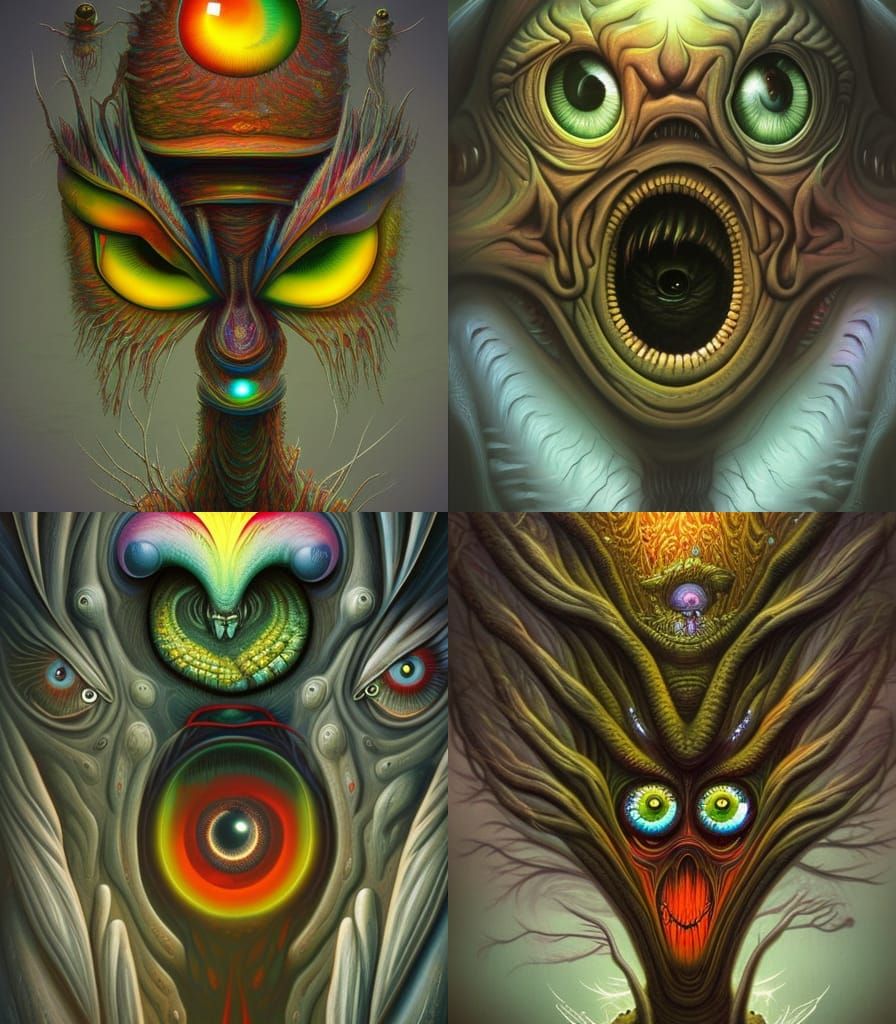 a macro eye generation rainbow shaped scary evil eyes monster eyed ...