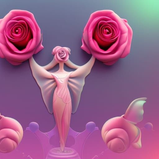 art nouveau, pink roses, Alien - AI Generated Artwork - NightCafe Creator