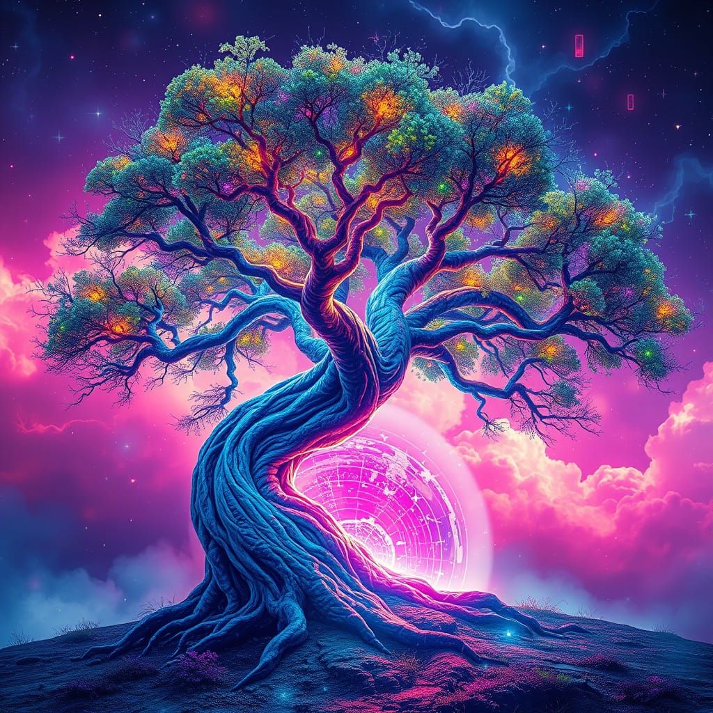 Glitchcore glitch art magic tree portal glitching ... - AI Art