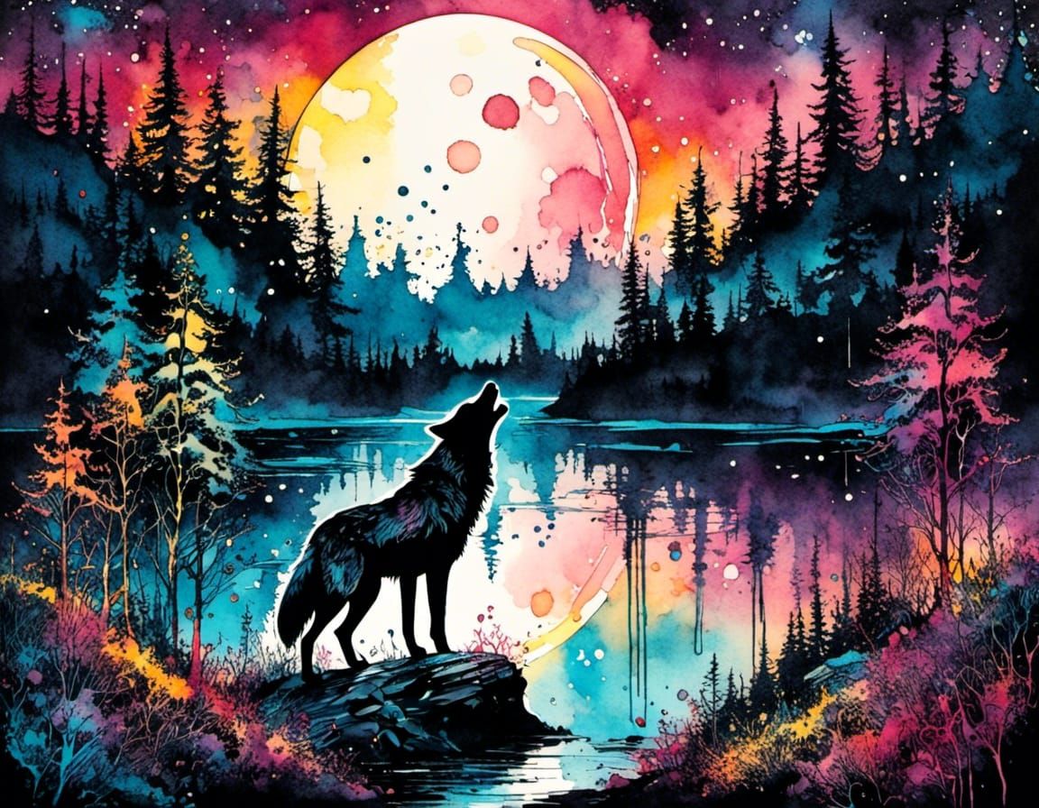 wolf inkpunk - AI Generated Artwork - NightCafe Creator