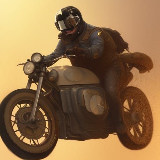 a pug rides a motorcycle in a helmet - AI Generated Artwork - NightCafe ...