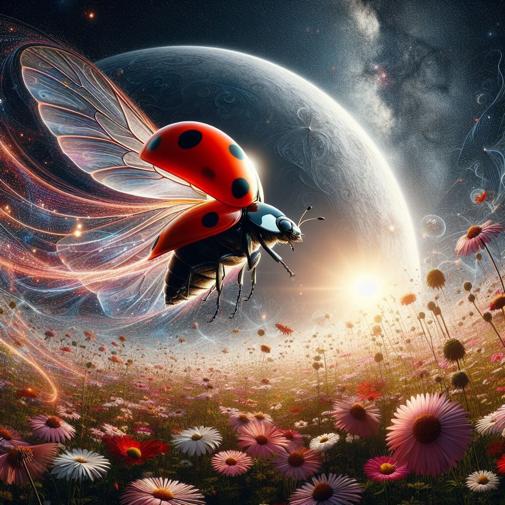 Ladybird in flight - AI Generated Artwork - NightCafe Creator