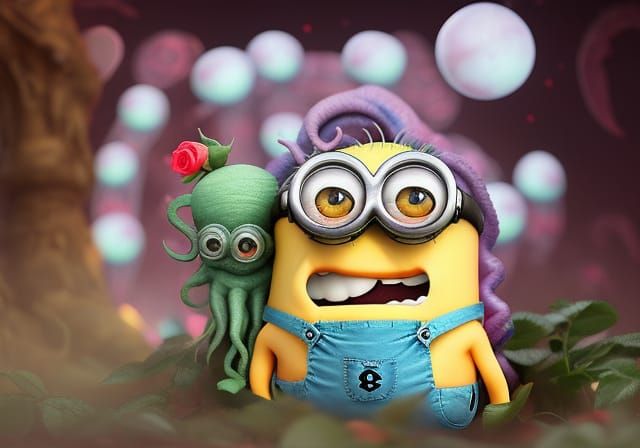 minion with childish Cthulhu - AI Generated Artwork - NightCafe Creator