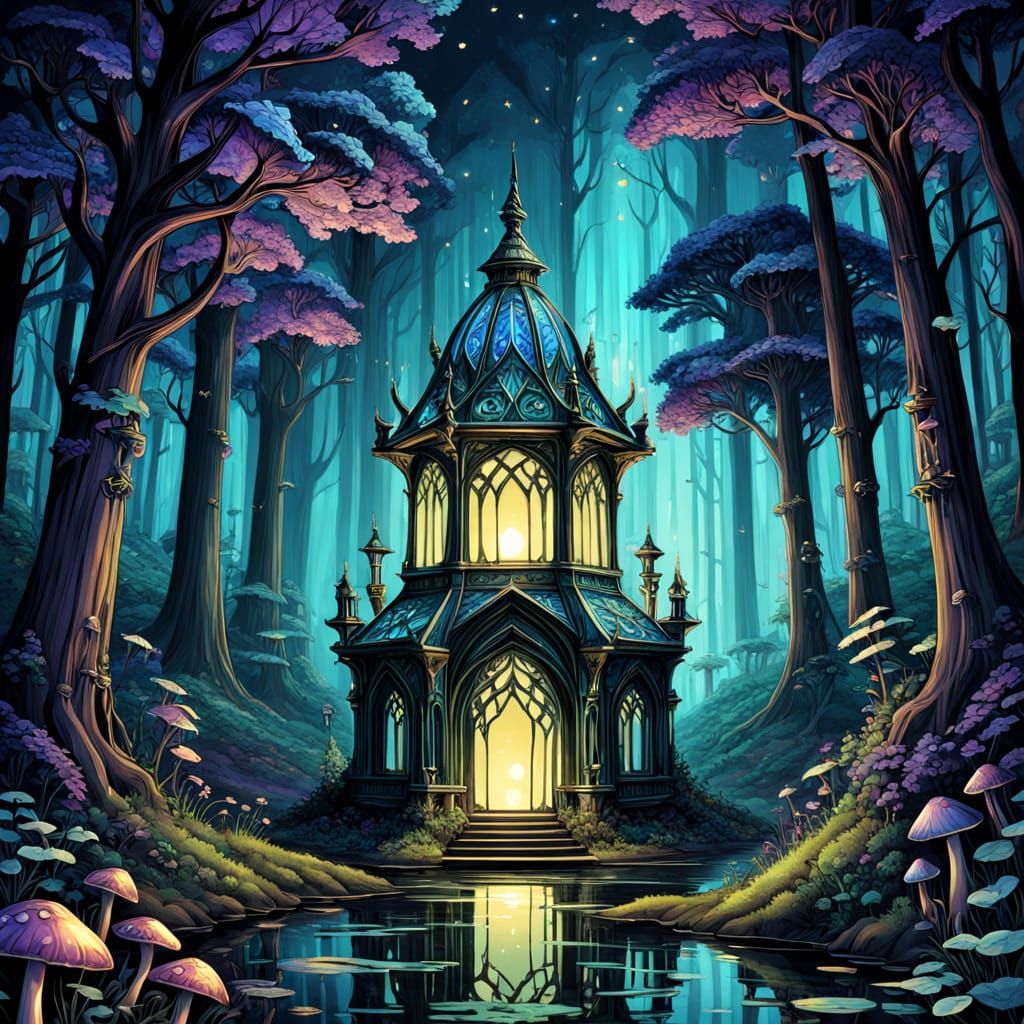 "A Elven lantern with an elaborate design of a for... - AI Art