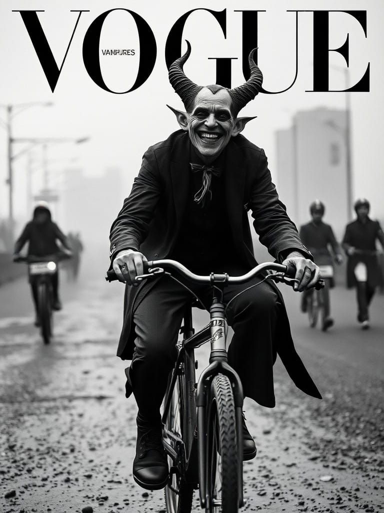 Man About Town - Happy Vampire on a Dystopian Bicycle