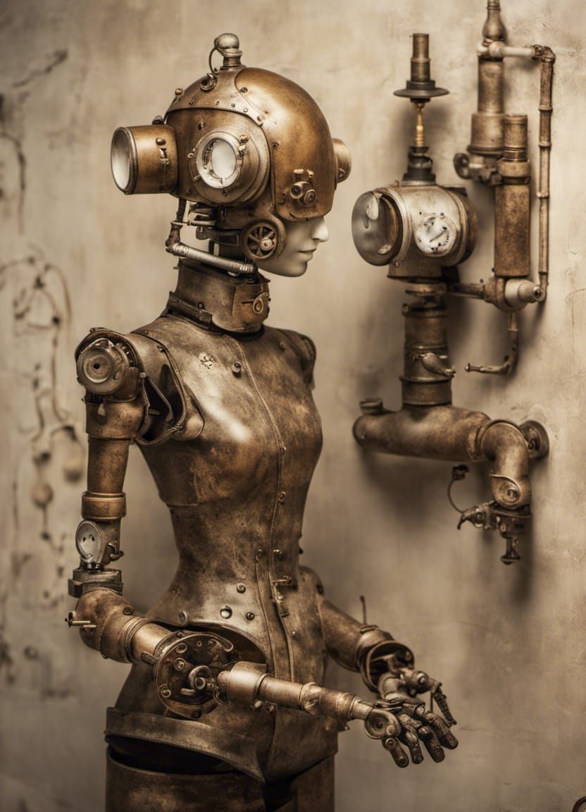 humanoid automata;old bathroom fittings used to make steam-driven ...