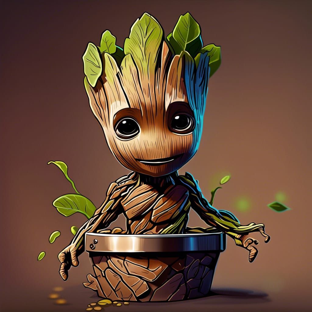 baby groot, hyperrealistic, highly detailed, high resolution, digital ...