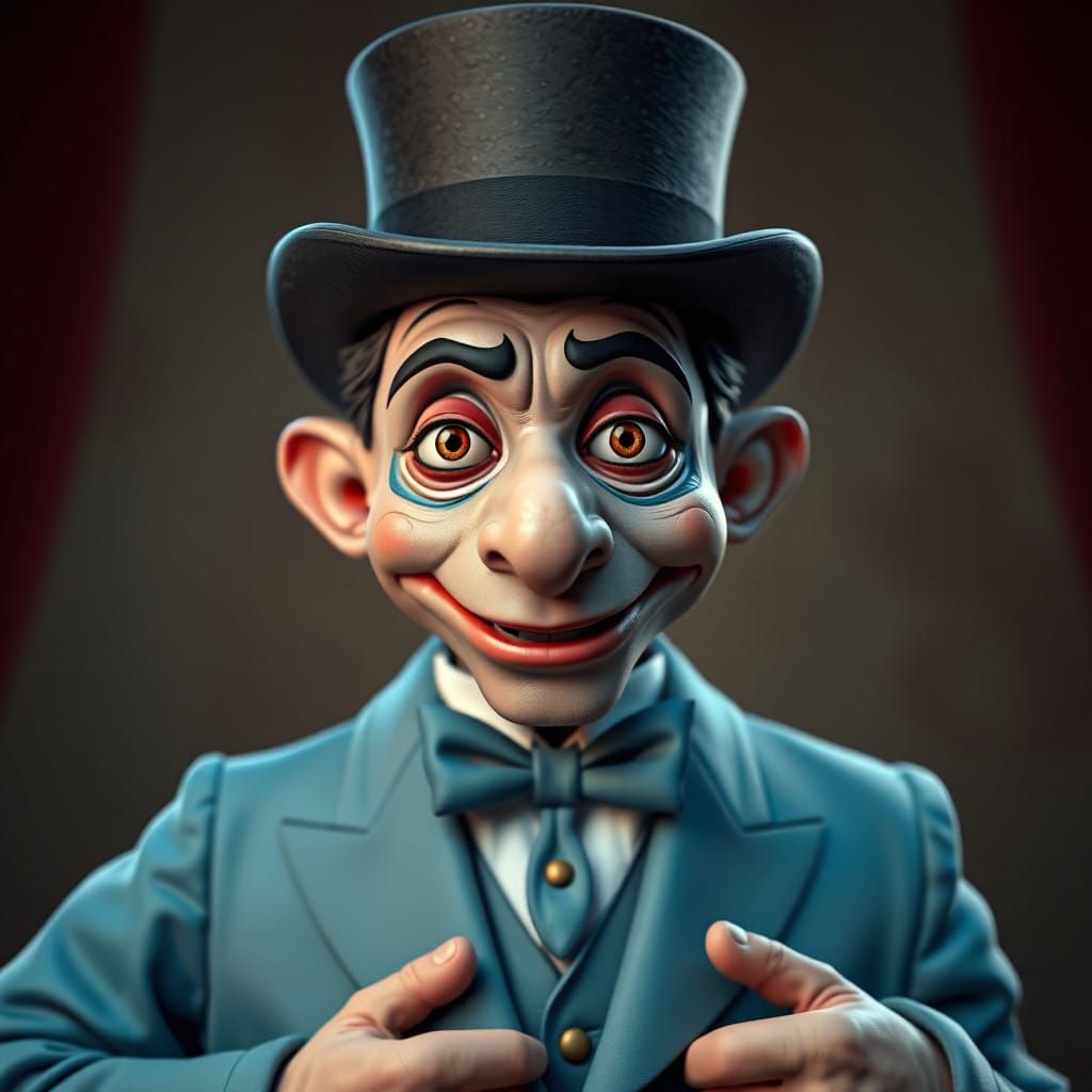 Surreal Ventriloquist's Puppet in Elegant Top Hat ... - AI Art