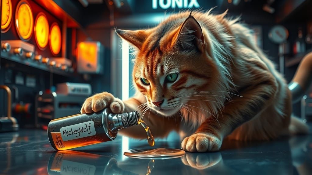 Cat in the laboratory - Majestic Feline Undergoes Transform...