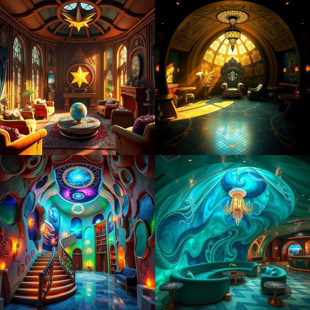 Intricate Fantasy Mansion Within Star Box Logo - AI Art