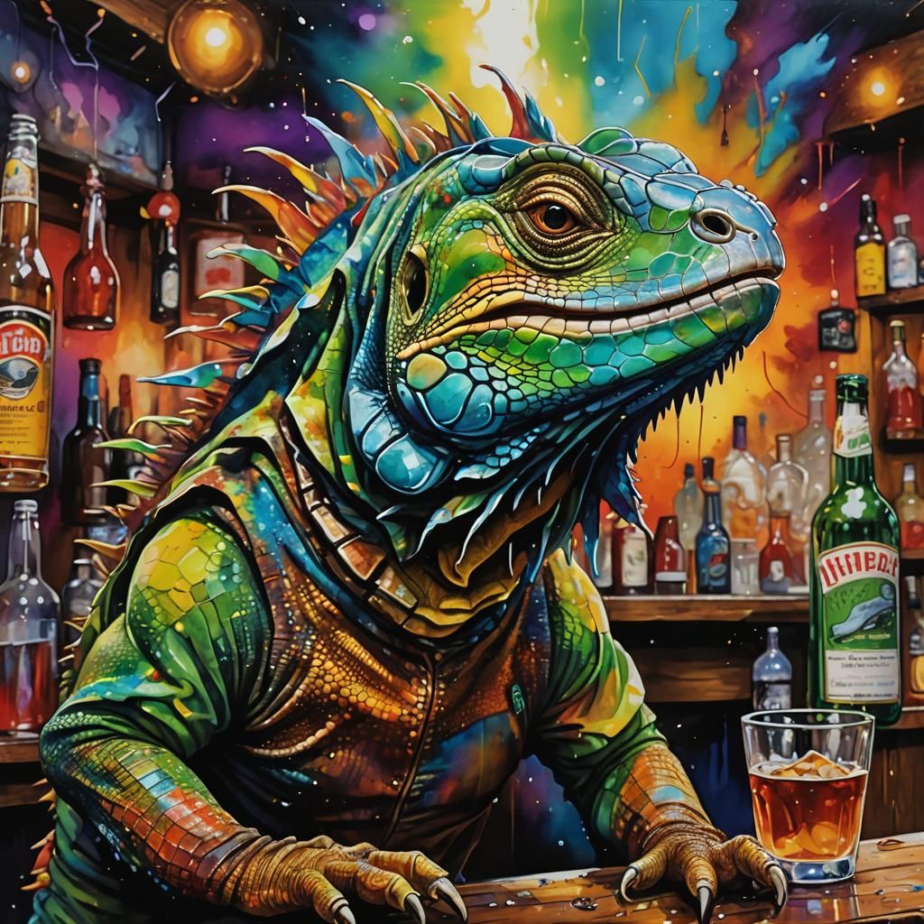 Dive Bar Lizard - AI Generated Artwork - NightCafe Creator