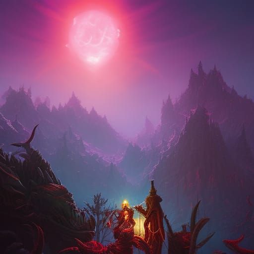 Blood demons , party, portrait overgrowth, d& d, four demons party ...