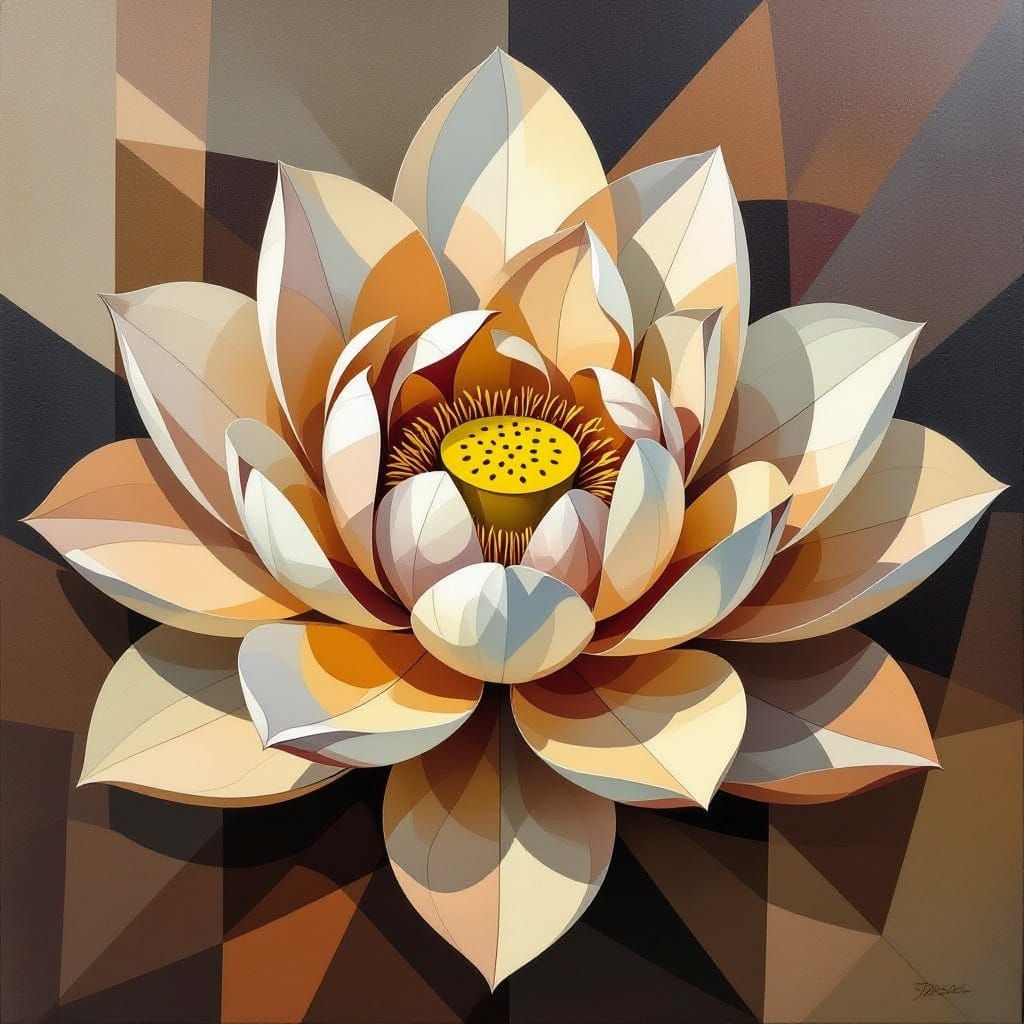 An Analytical Cubist interpretation of a lotus flower. Deconstruct the ...