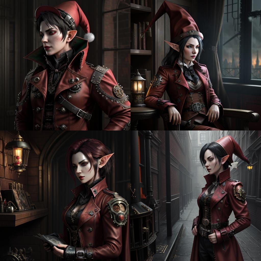 "EVIL ELF ON THE SHELF. STEAMPUNK EDITION" WEARING RED COSTUME WITH ...