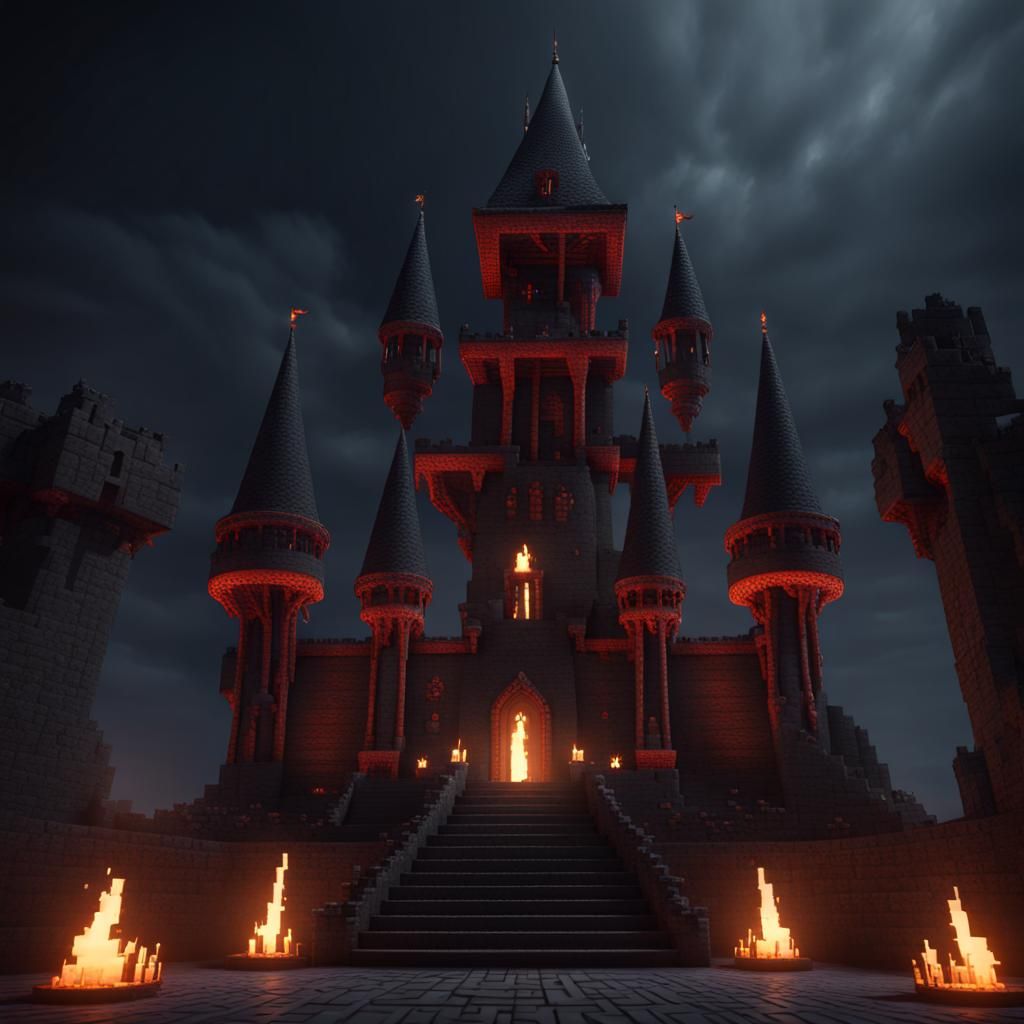 Demonic Minecraft Castle - AI Generated Artwork - NightCafe Creator