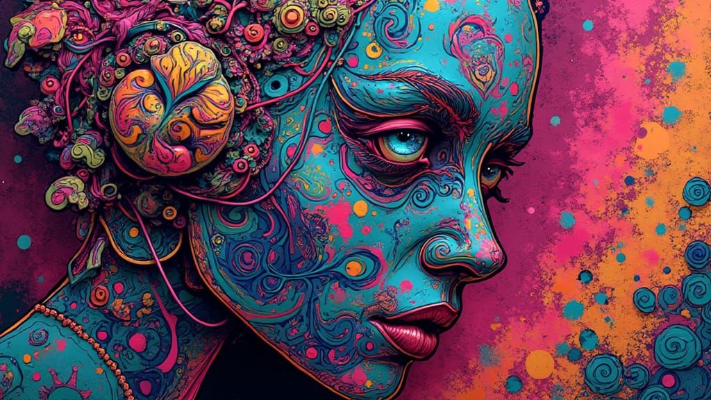 Vibrant Triadic Color Poster Art in Glitchcore Gra... - AI Art