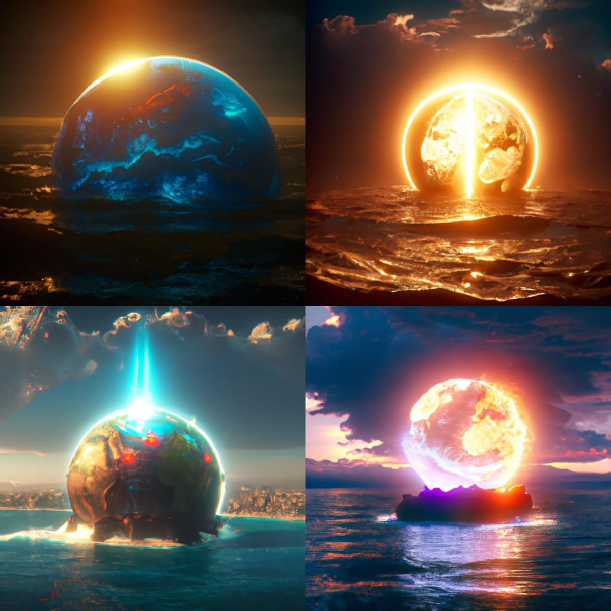 shining globe over sea in sky - AI Generated Artwork - NightCafe Creator