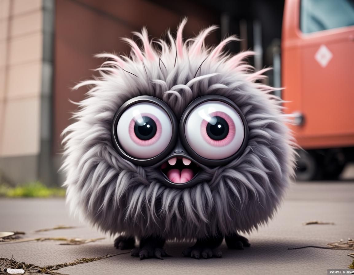 The cute googly-eyed creature, round and fluffy, cuteness personified ...