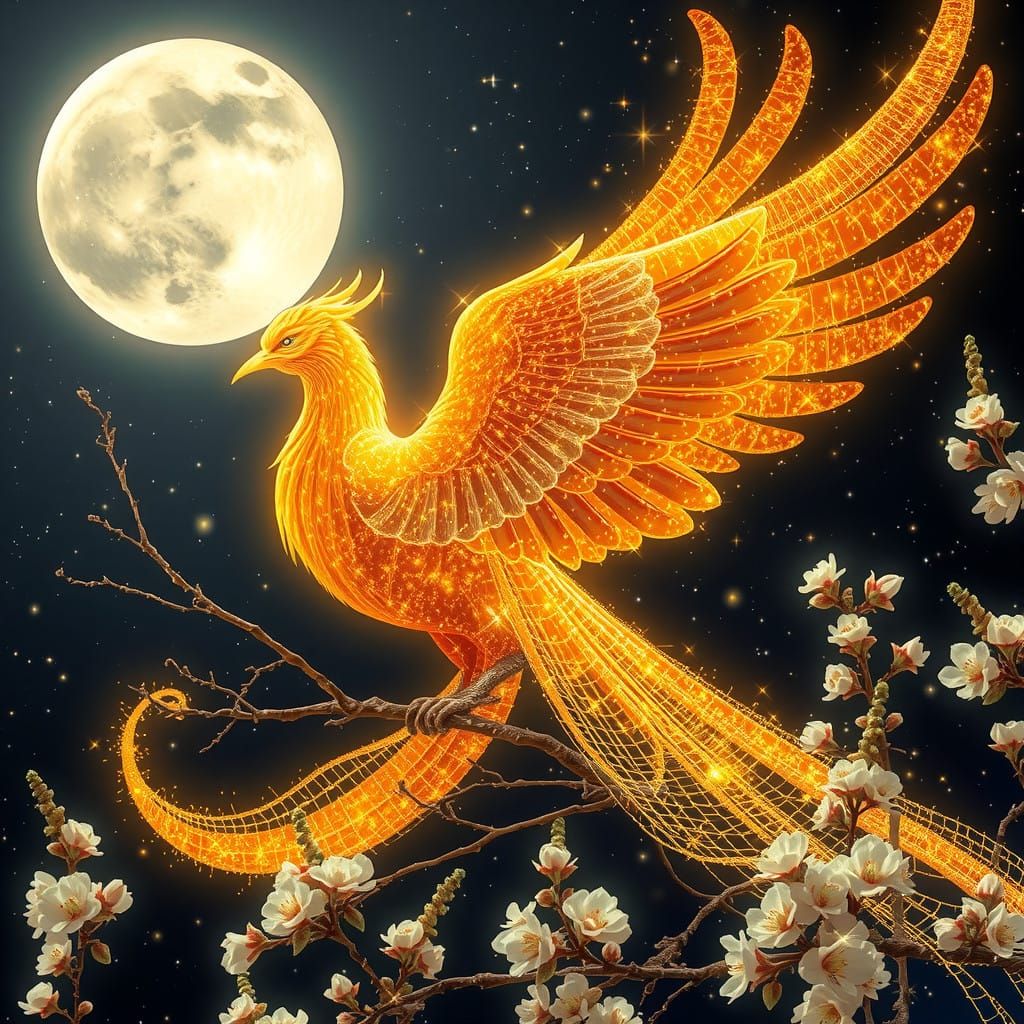 A realistic imaginary golden Phoenix