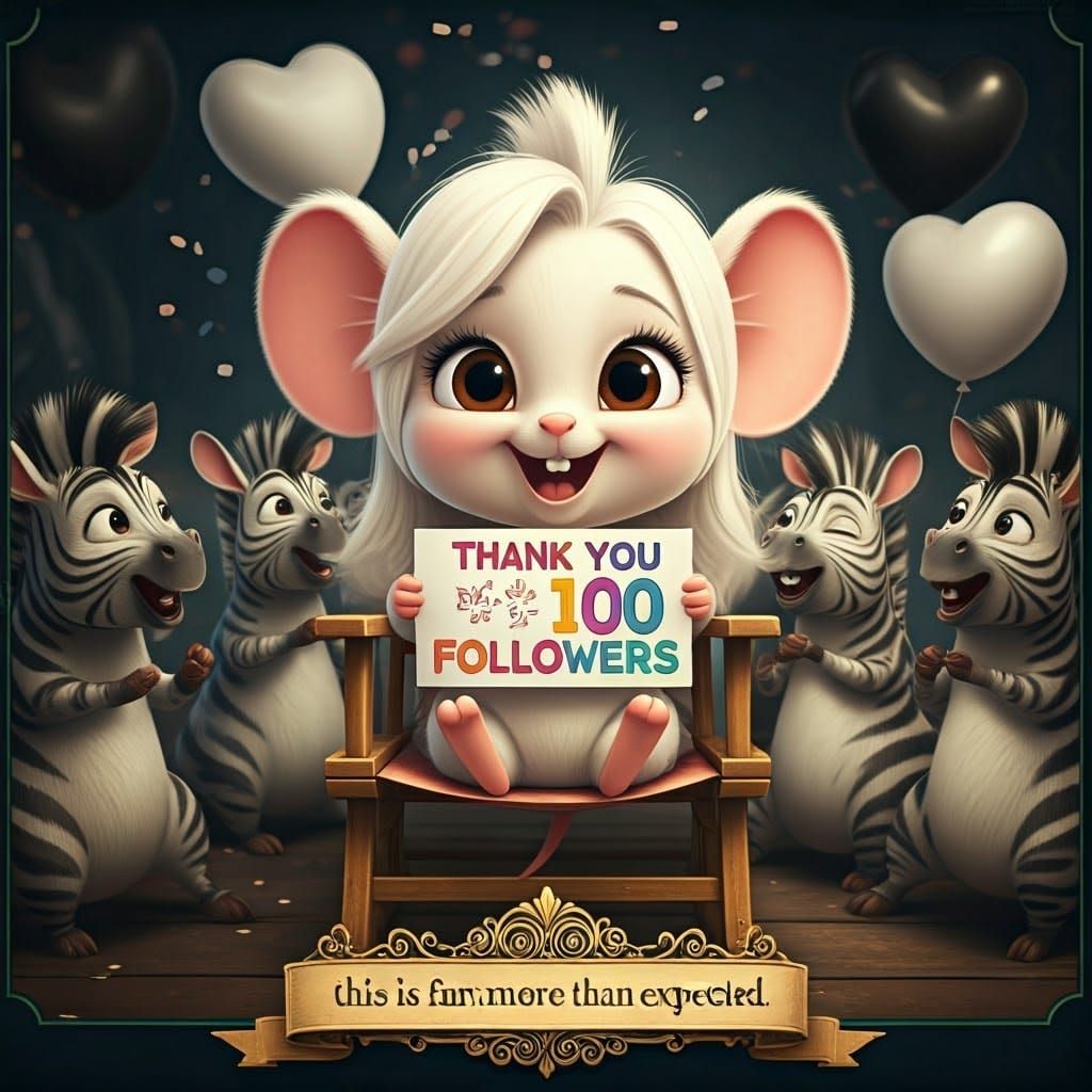 Pixar-Style Celebration of Joyful Baby Zebra Mice - AI Art
