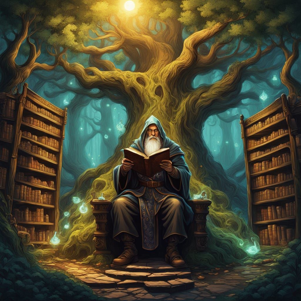 A wizard’s study inside an ancient tree