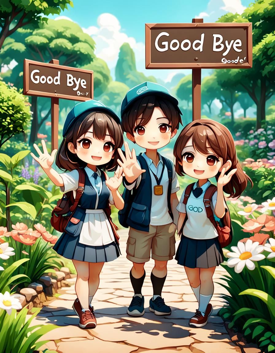 "Good Bye to Chibi World"- Chibi Boy and Girl waving good bye as ...