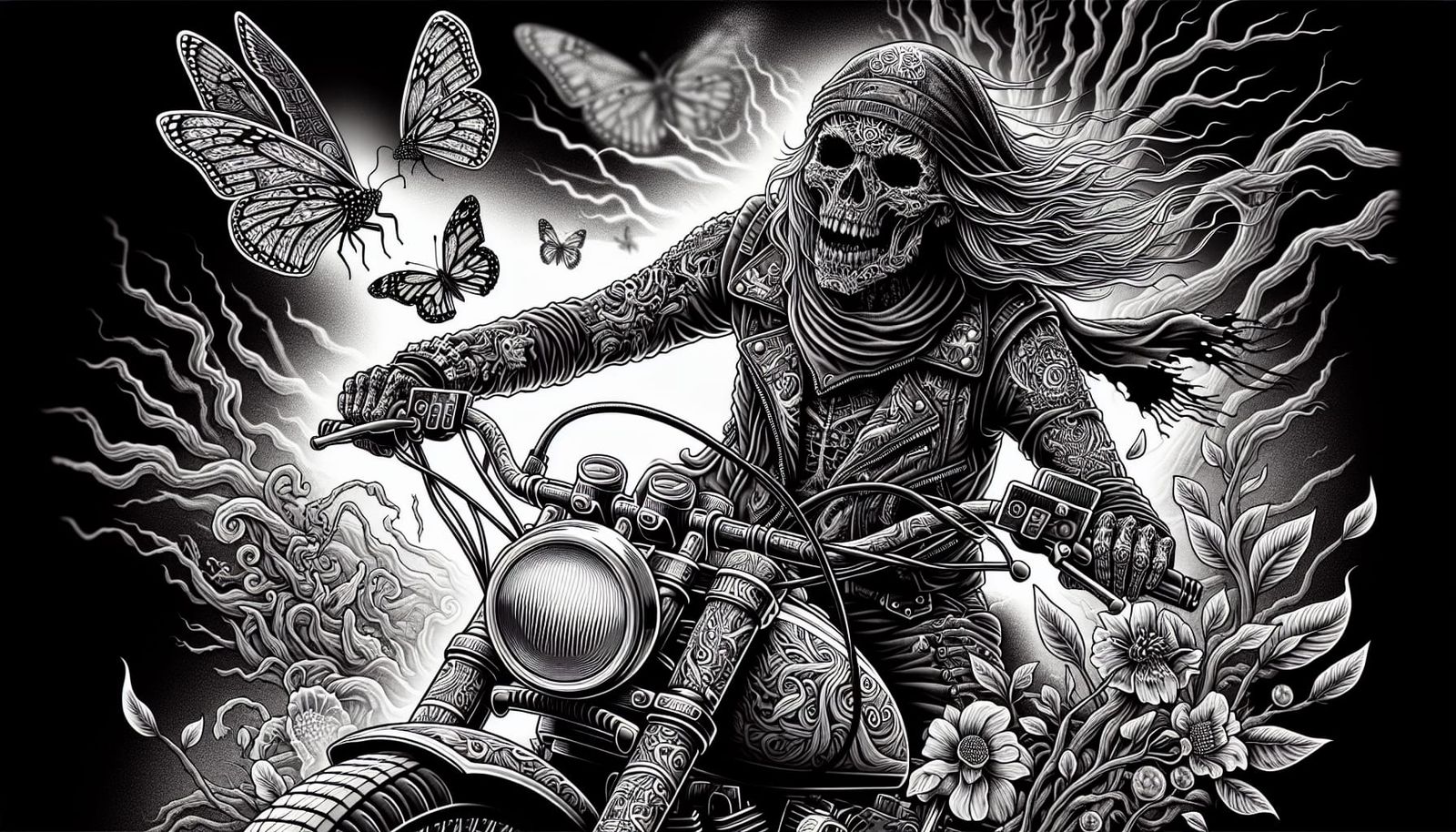 Undead Biker Woman Art - AI Generated Artwork - NightCafe Creator