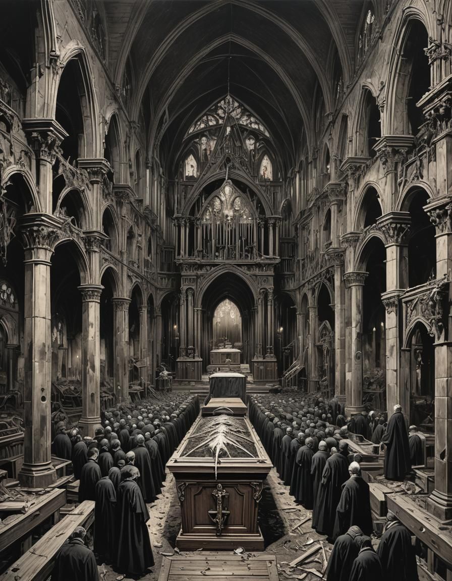 victorian funeral death rotting open coffin gothic church horror - AI ...