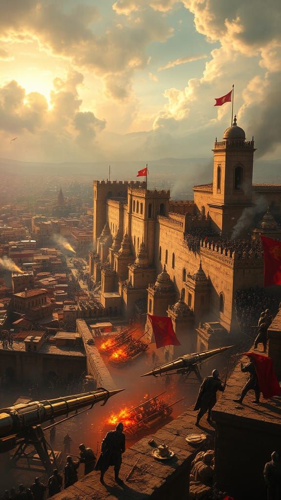 Medieval Siege of Granada: Knights and Siege Engin... - AI Art