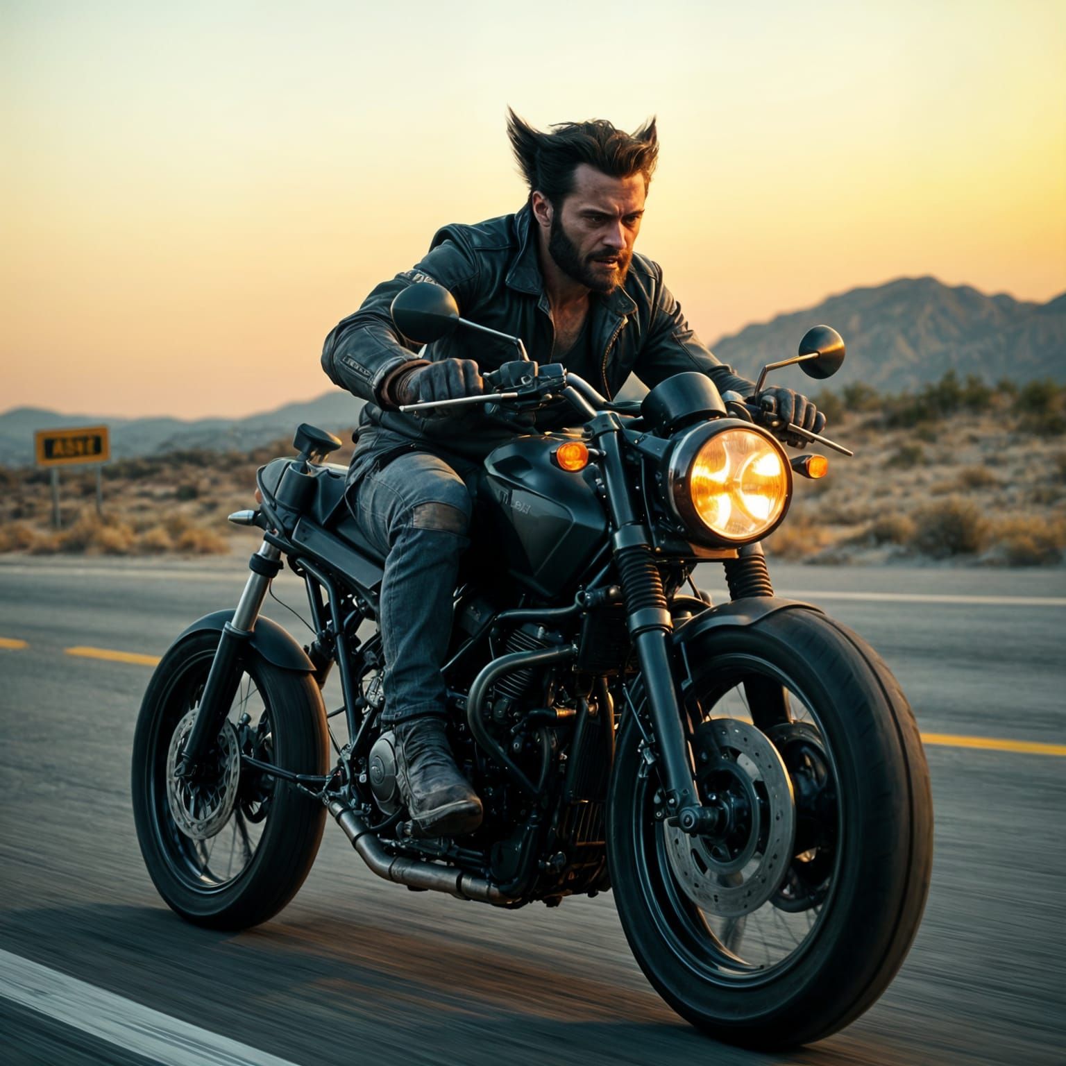Wolverine riding his motorcycle - Wolverine riding his moto...