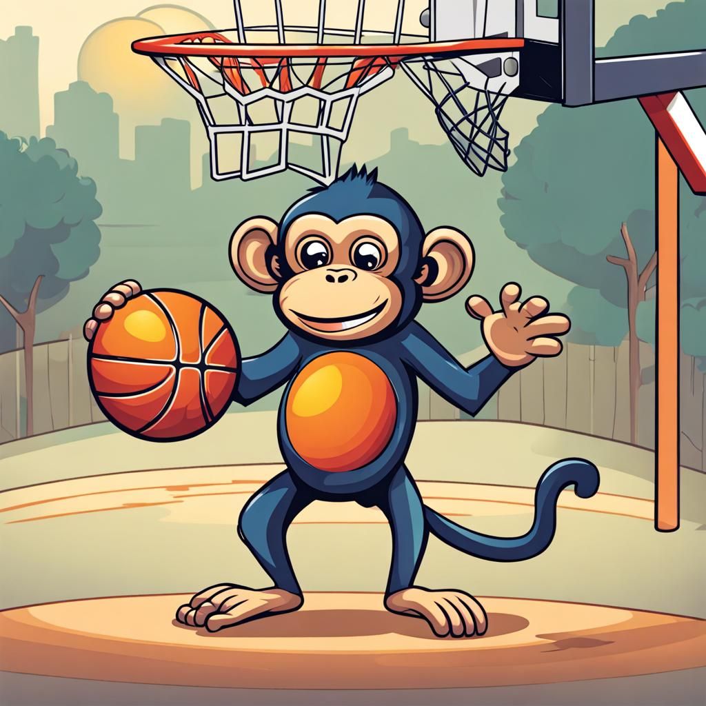 Monkey playing basketball - AI Generated Artwork - NightCafe Creator