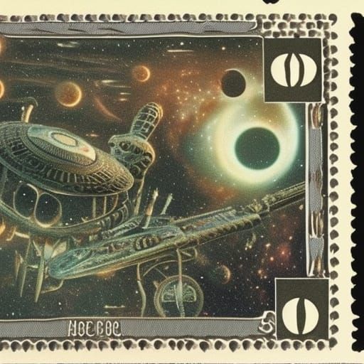 postage stamp of aliens - AI Generated Artwork - NightCafe Creator