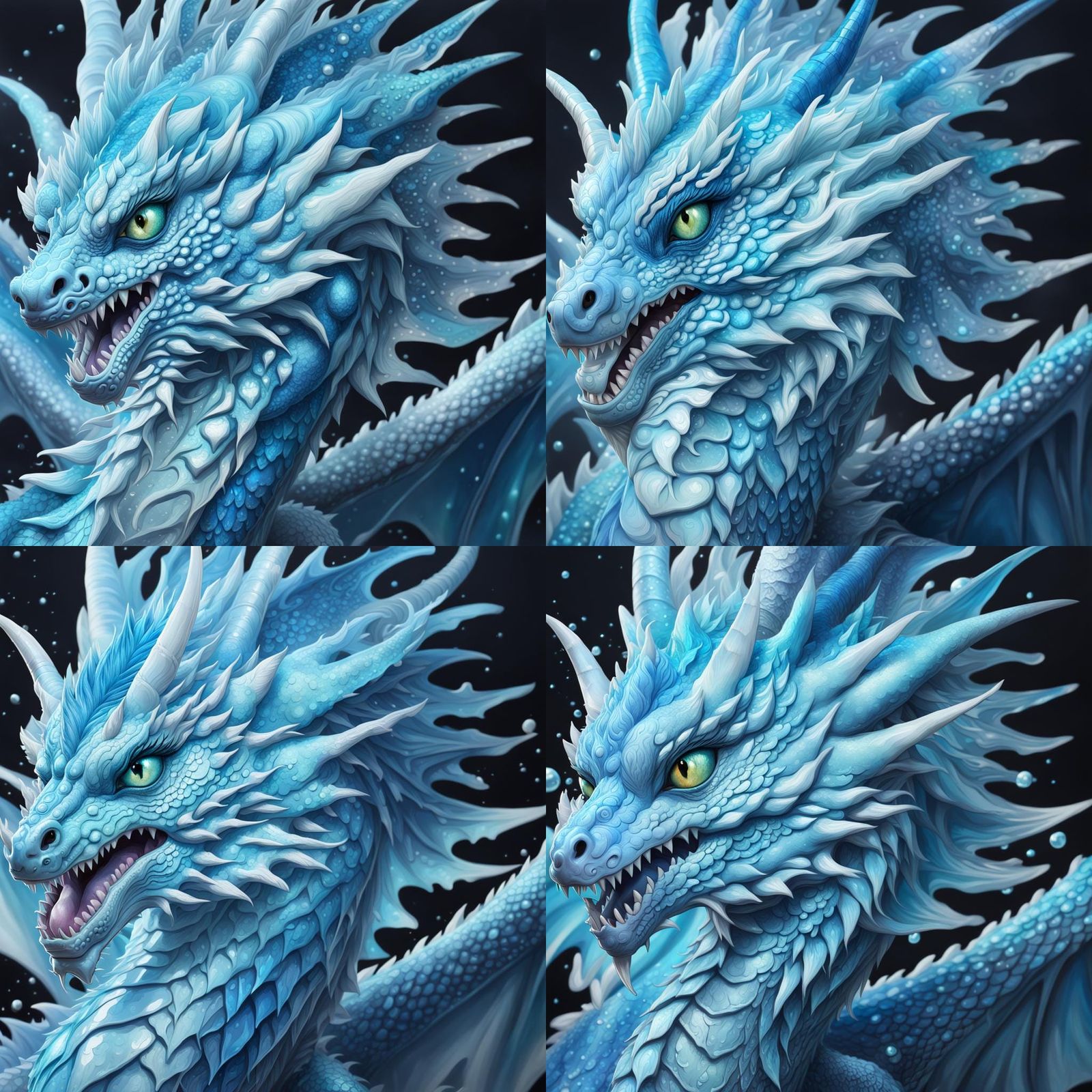 Icy blue ice dragon with pearlescent White highlights and pearlescent ...
