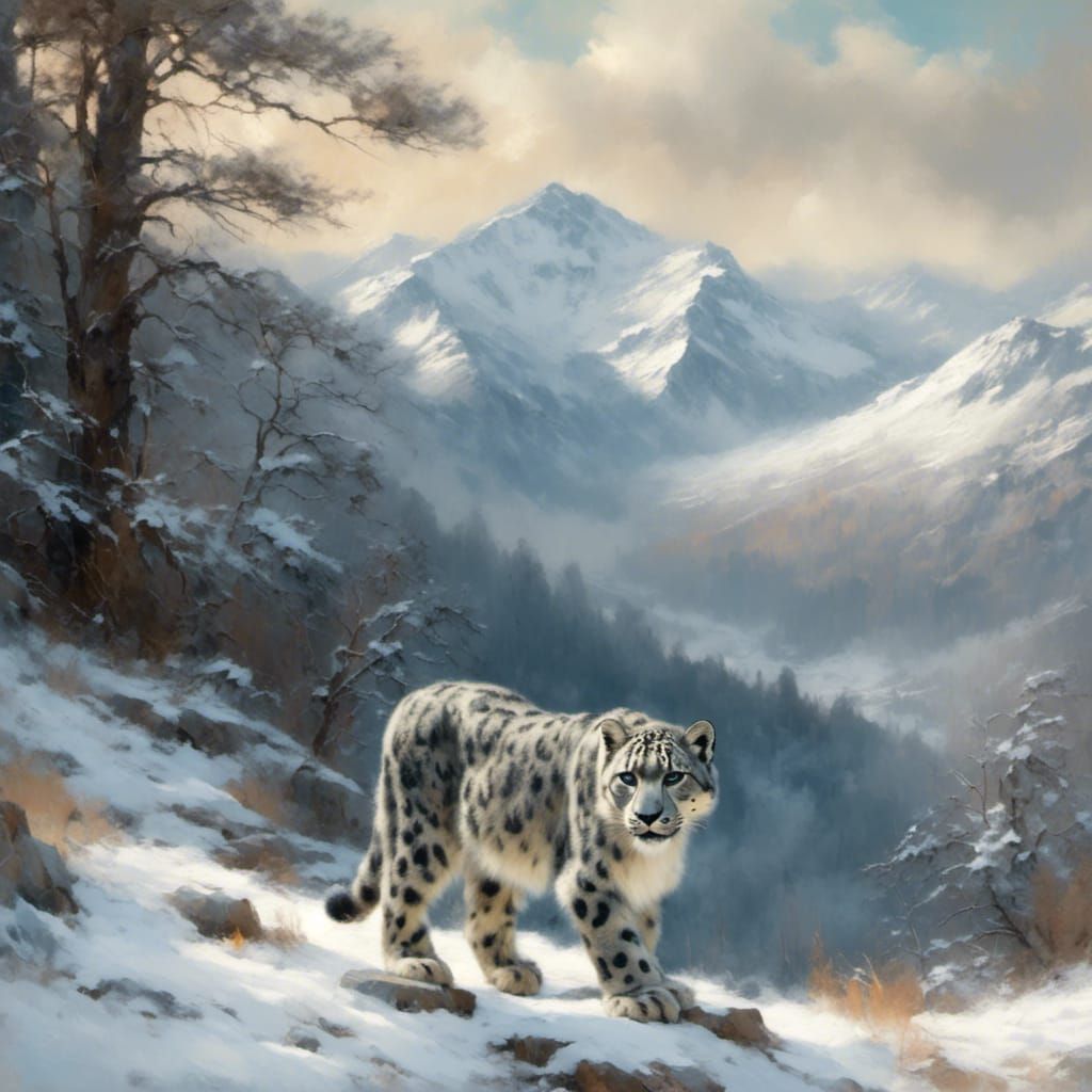 Snow leopard - AI Generated Artwork - NightCafe Creator
