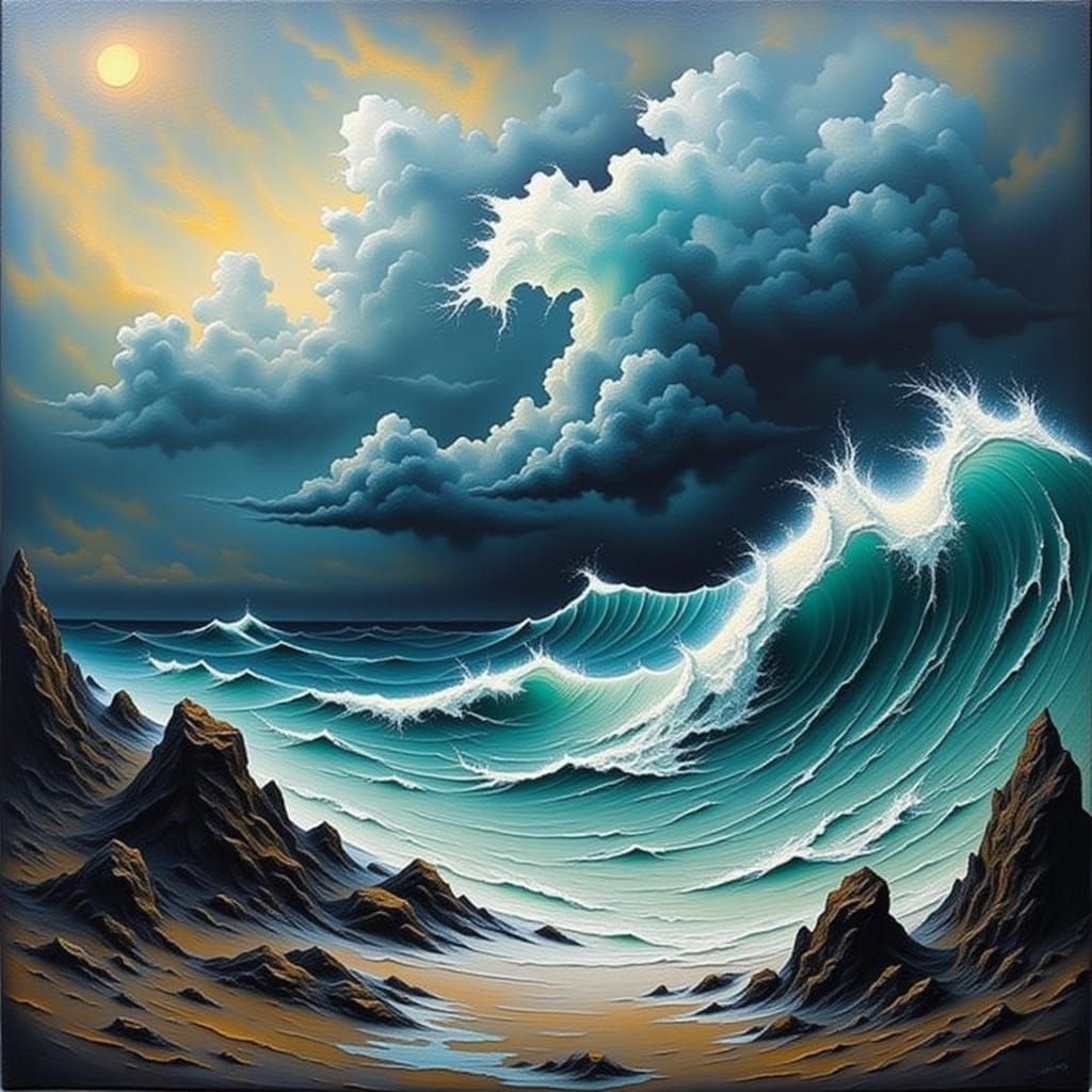 Surreal Sea Storm in Dreamlike Surrealist Style - AI Art