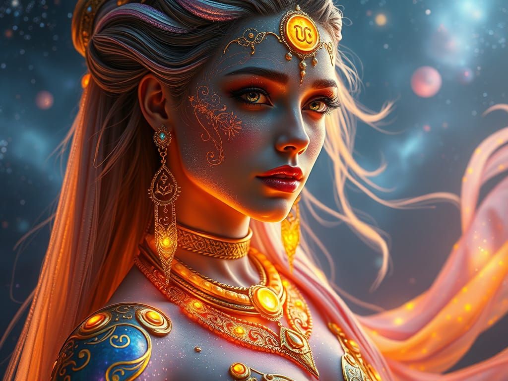 Cosmic Goddess in Celestial Splendor - AI Art