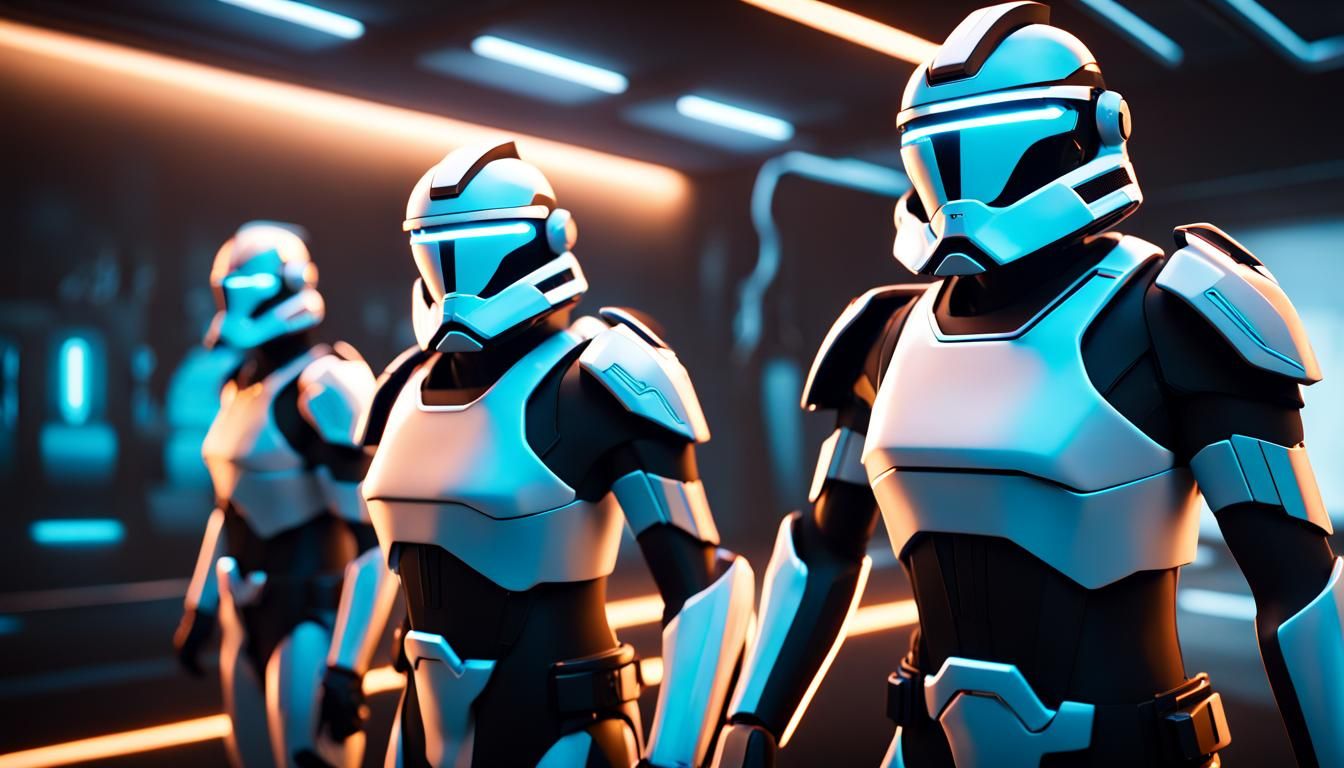 Tron styled phase 1 clone troopers - AI Generated Artwork - NightCafe Creator
