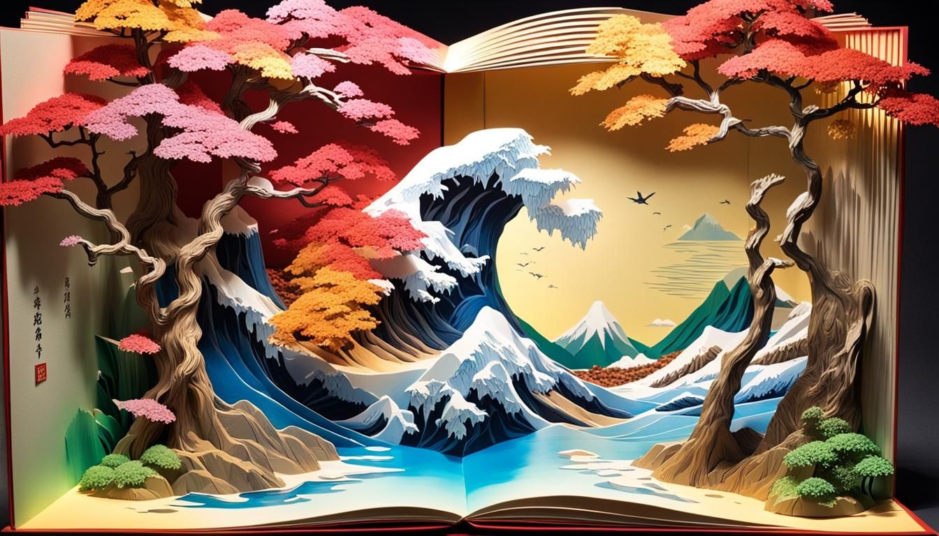 Japanese art pop-up book 2 - AI Generated Artwork - NightCafe Creator