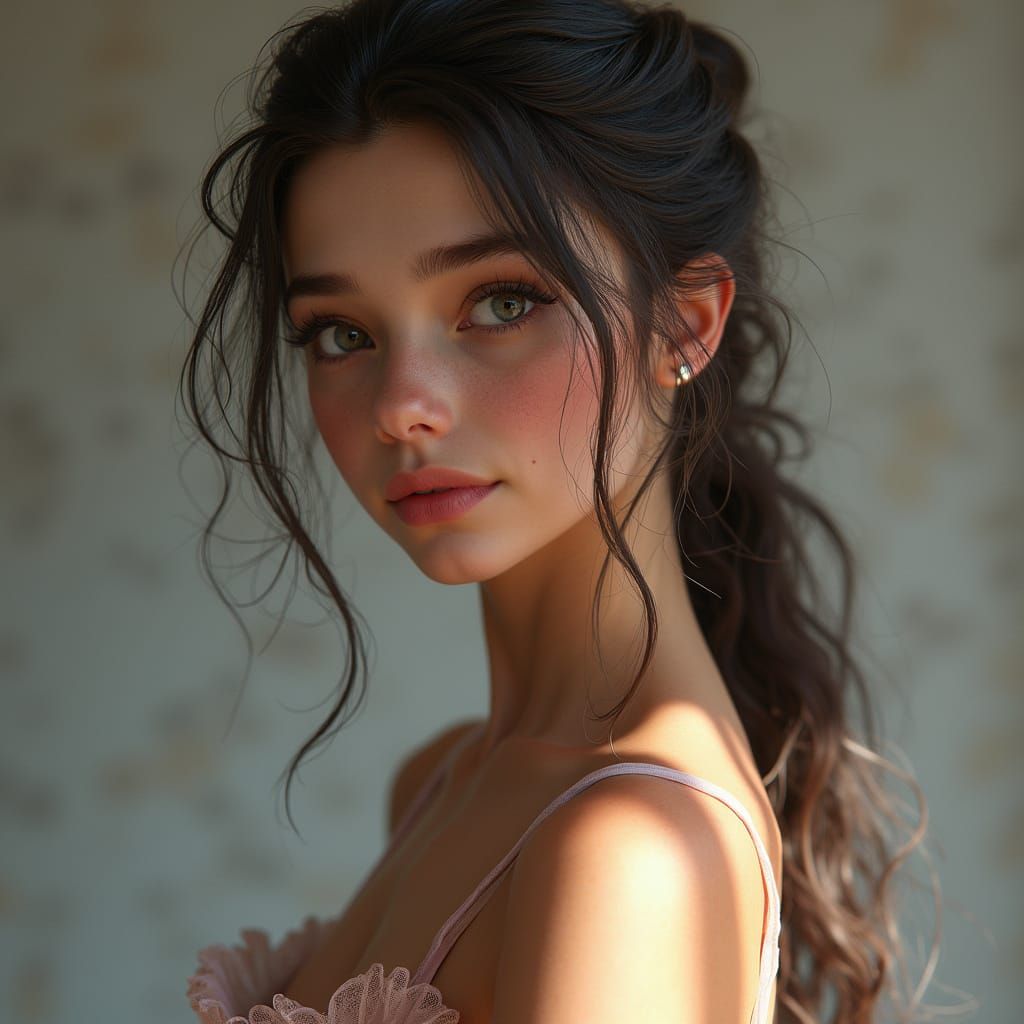 The echo of a ballet - Elegant Ballerina Portrait in Vibran...