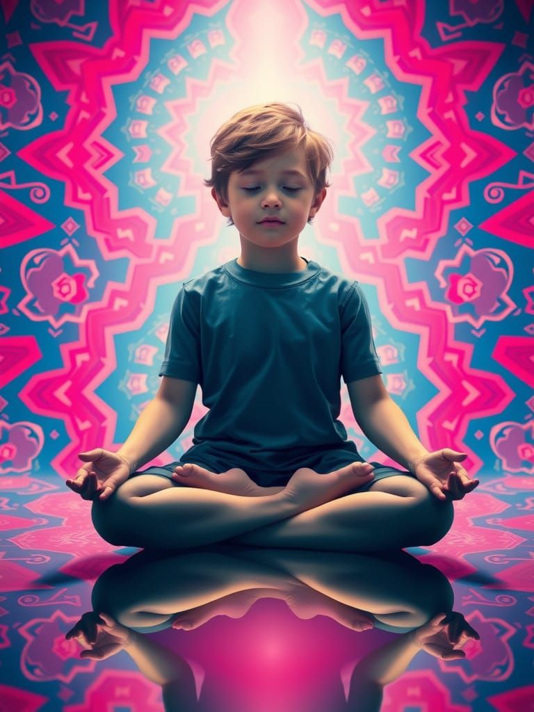 Sacred Geometry Boy in Vibrational Harmony - AI Art