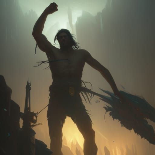 Man vs giant - AI Generated Artwork - NightCafe Creator