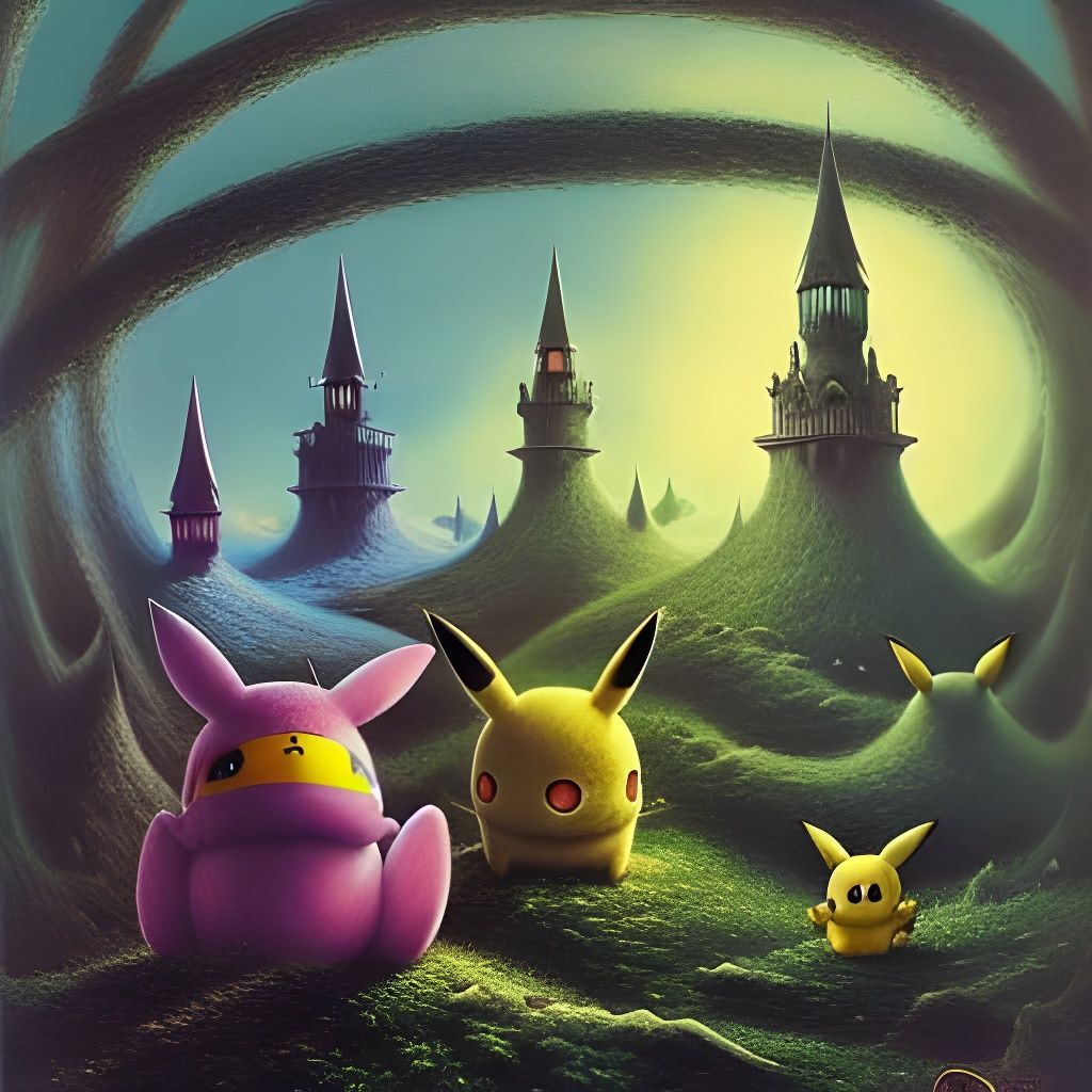 Pikachu watchtowers - AI Generated Artwork - NightCafe Creator