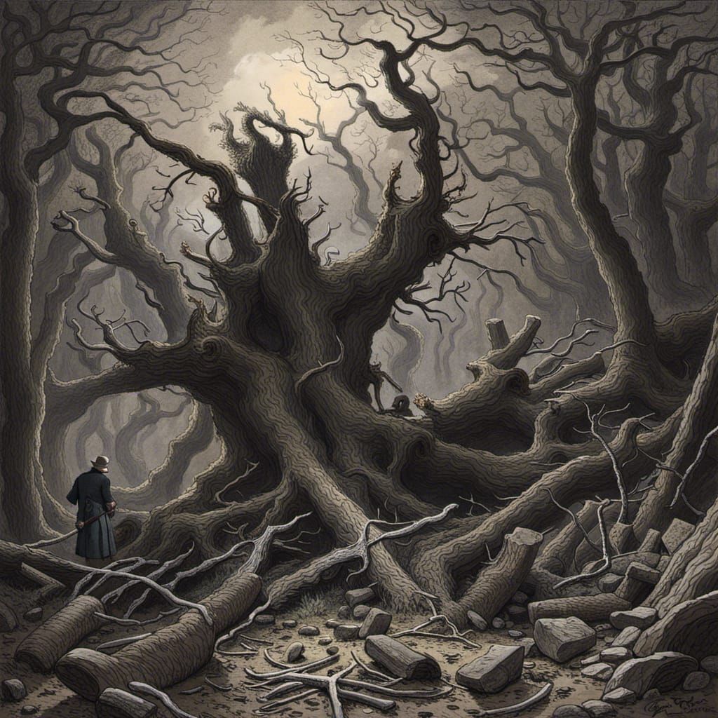 fallen trees uprooted - AI Generated Artwork - NightCafe Creator