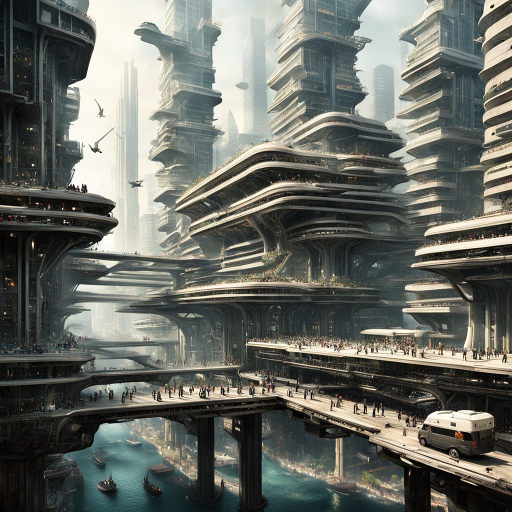 Cyberpunk Megastructure Unfolds in 2098 - AI Art