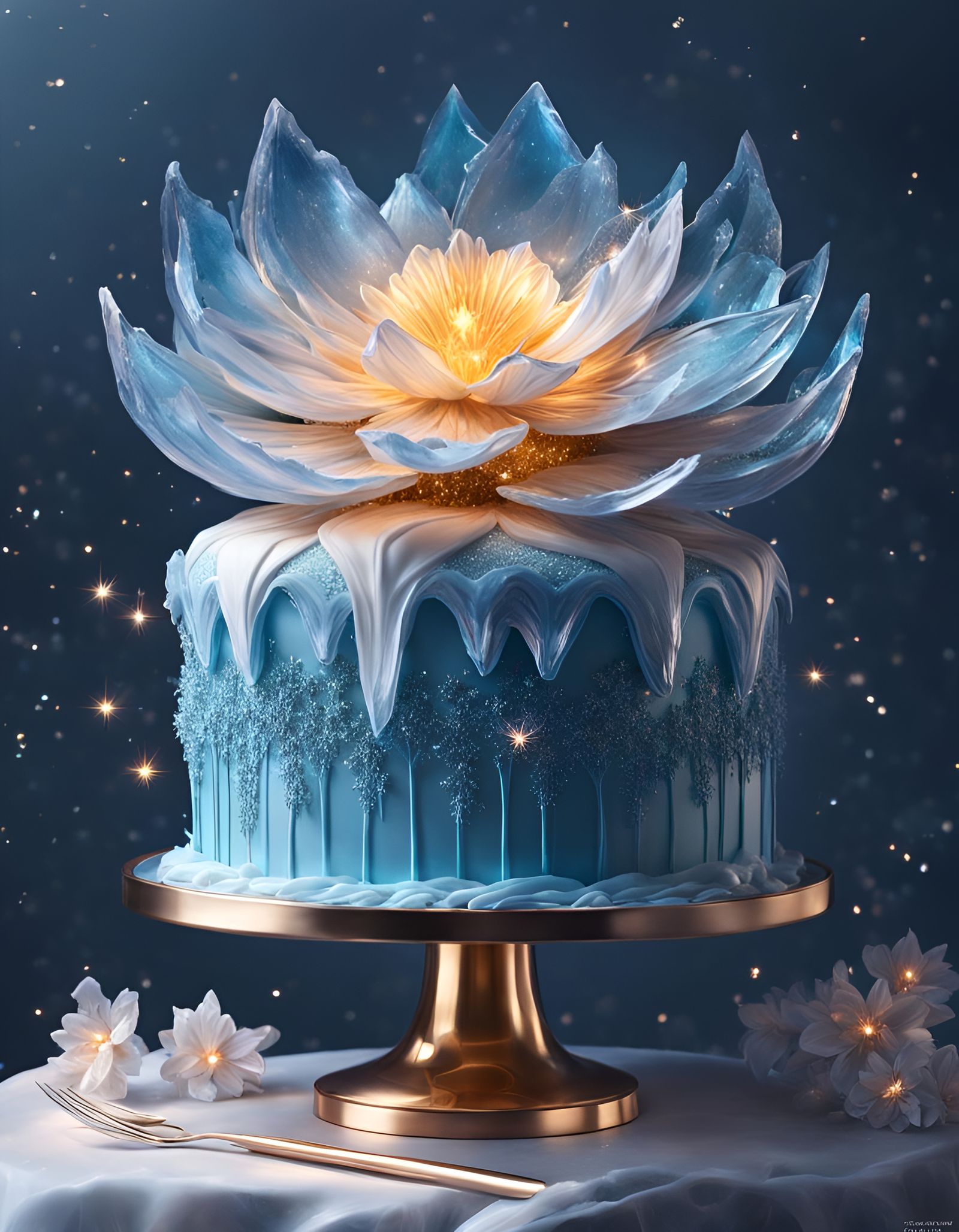 Icy Flower Cake! - AI Generated Artwork - NightCafe Creator