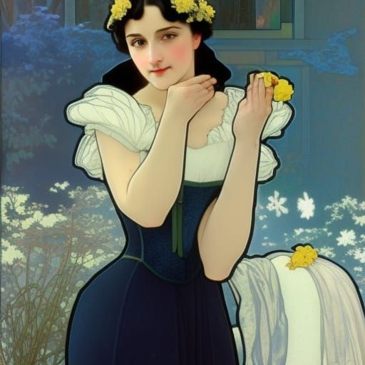 skin as white as snow, hair as black as coal, short bob, tiara, snow ...