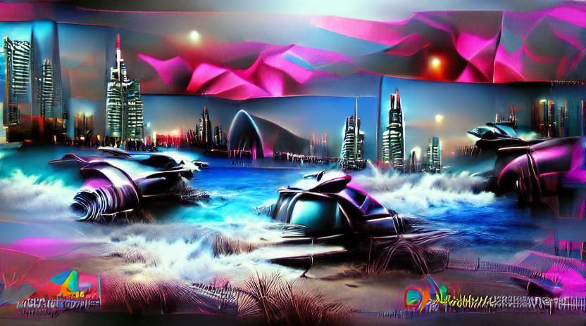80's style future retrowave futuristic illustration matte painting ...