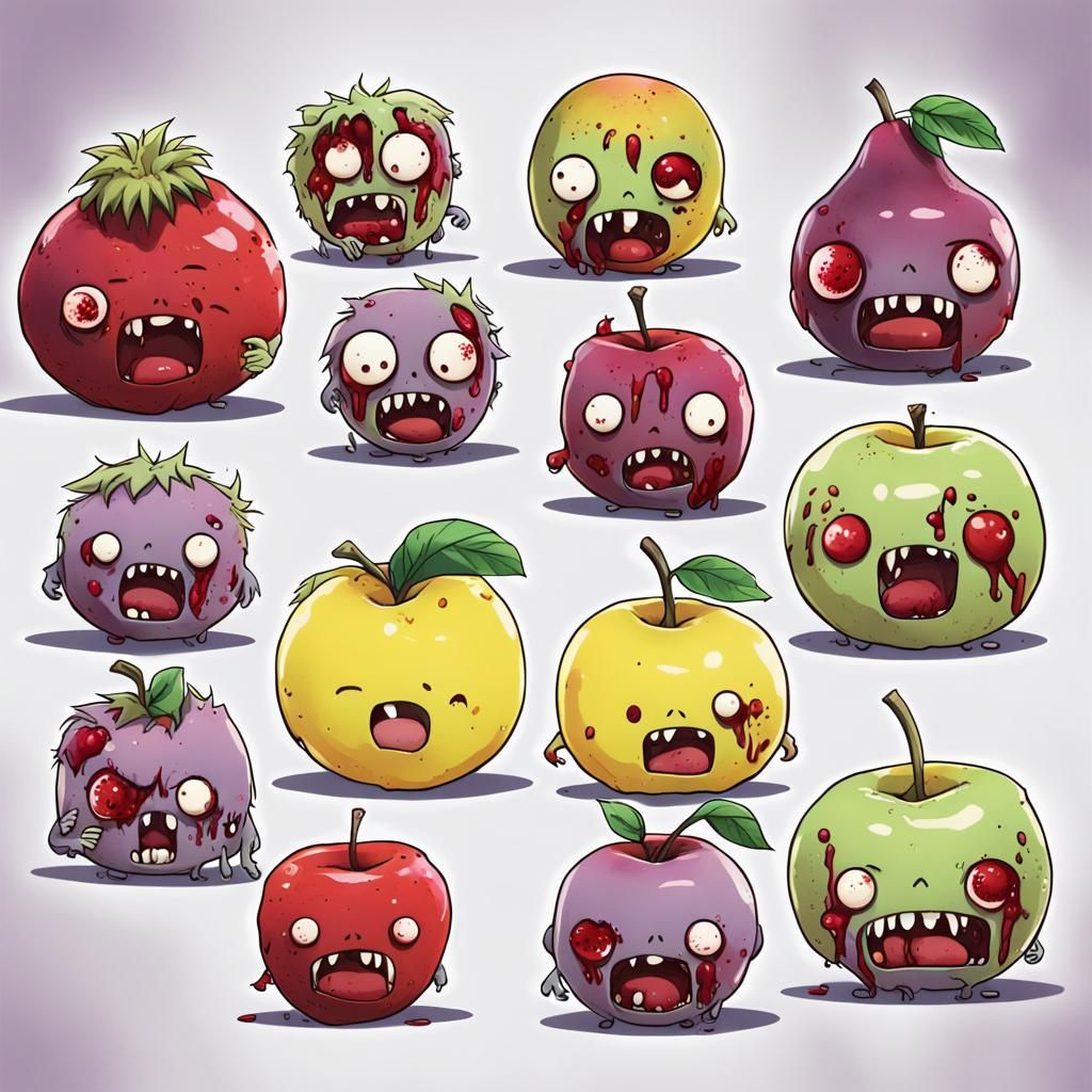 Zombie-Fruit Characters - AI Generated Artwork - NightCafe Creator